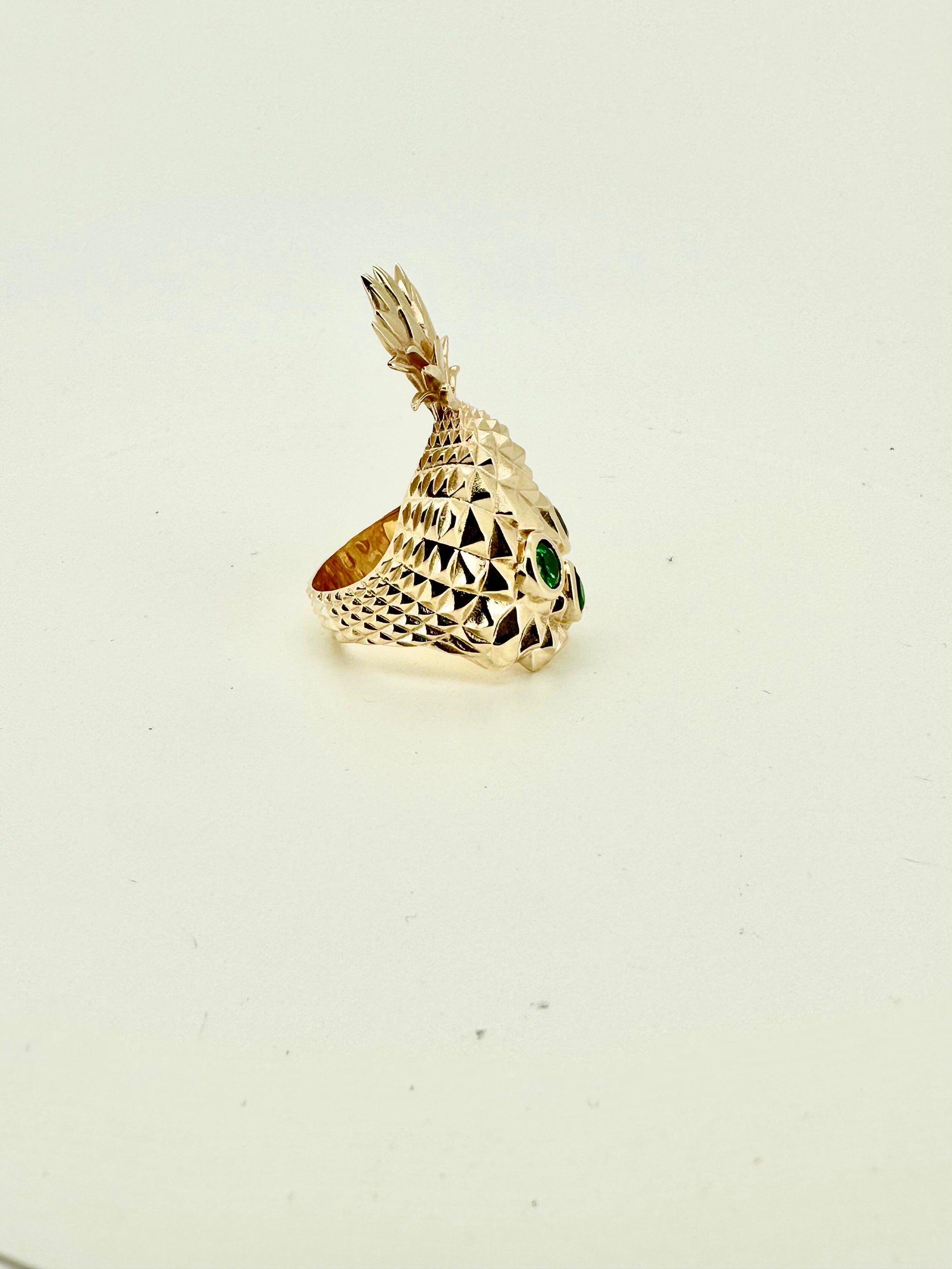 10k Custom Made Pineapple Skull Ringgold Ring , Man Custom Ring - Etsy