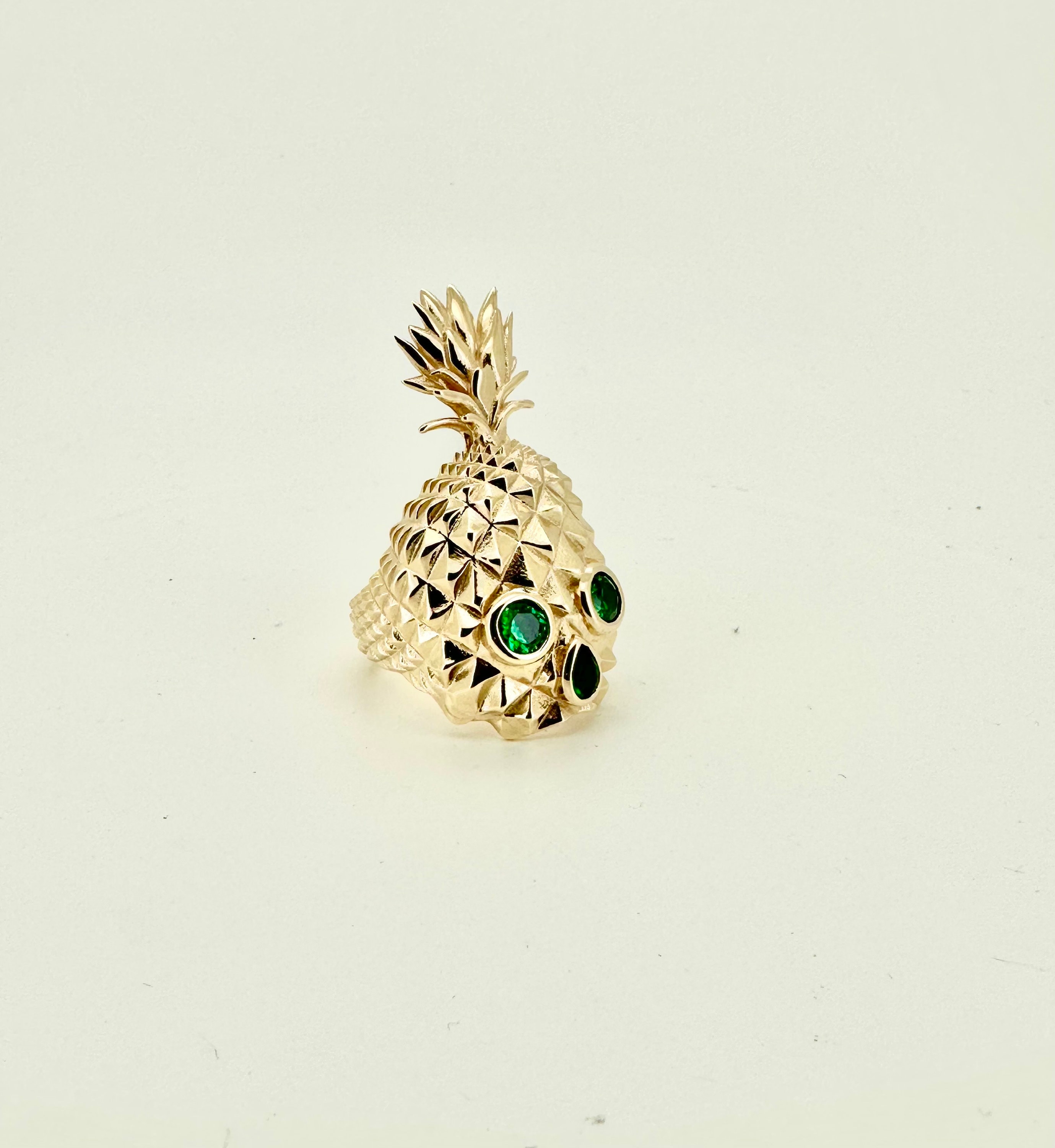10k Custom Made Pineapple Skull Ringgold Ring , Man Custom Ring - Etsy