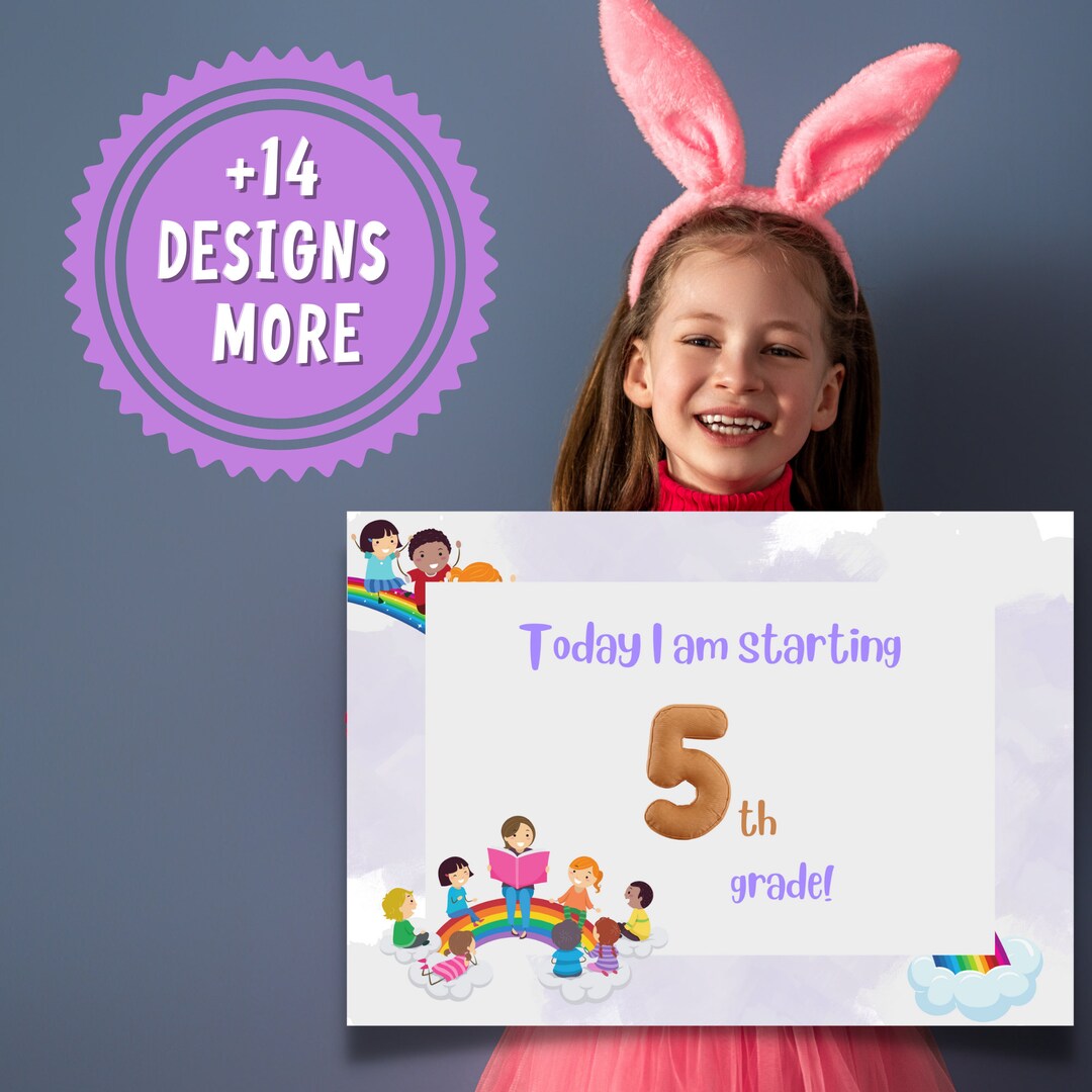 BUNDLE First Day of 5th Grade Instant Download 15 Different Designs of ...