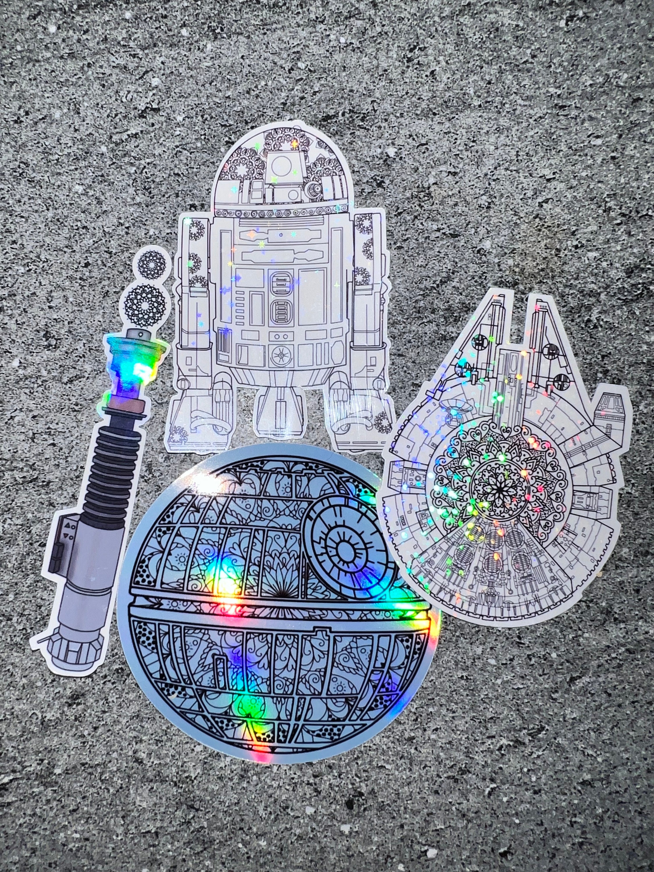 Star Wars Holographic Sticker Pack Mandala Sticker Millennium Falcon ...