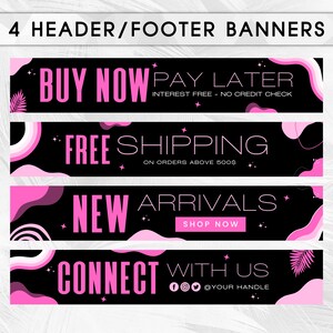 DIY Web Banner, Pink and Black Web Banner Template, Boutique Website ...