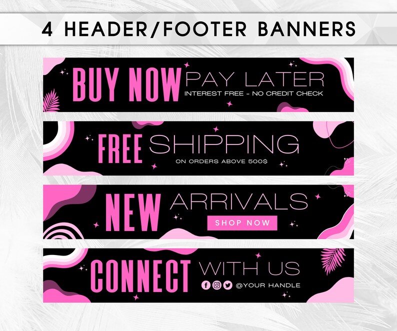 DIY Web Banner Pink and Black Web Banner Template Boutique - Etsy