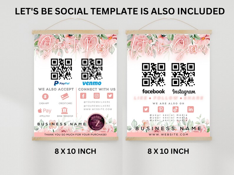 EDITABLE QR Code Sign Template Scan to Pay Sign Printable - Etsy