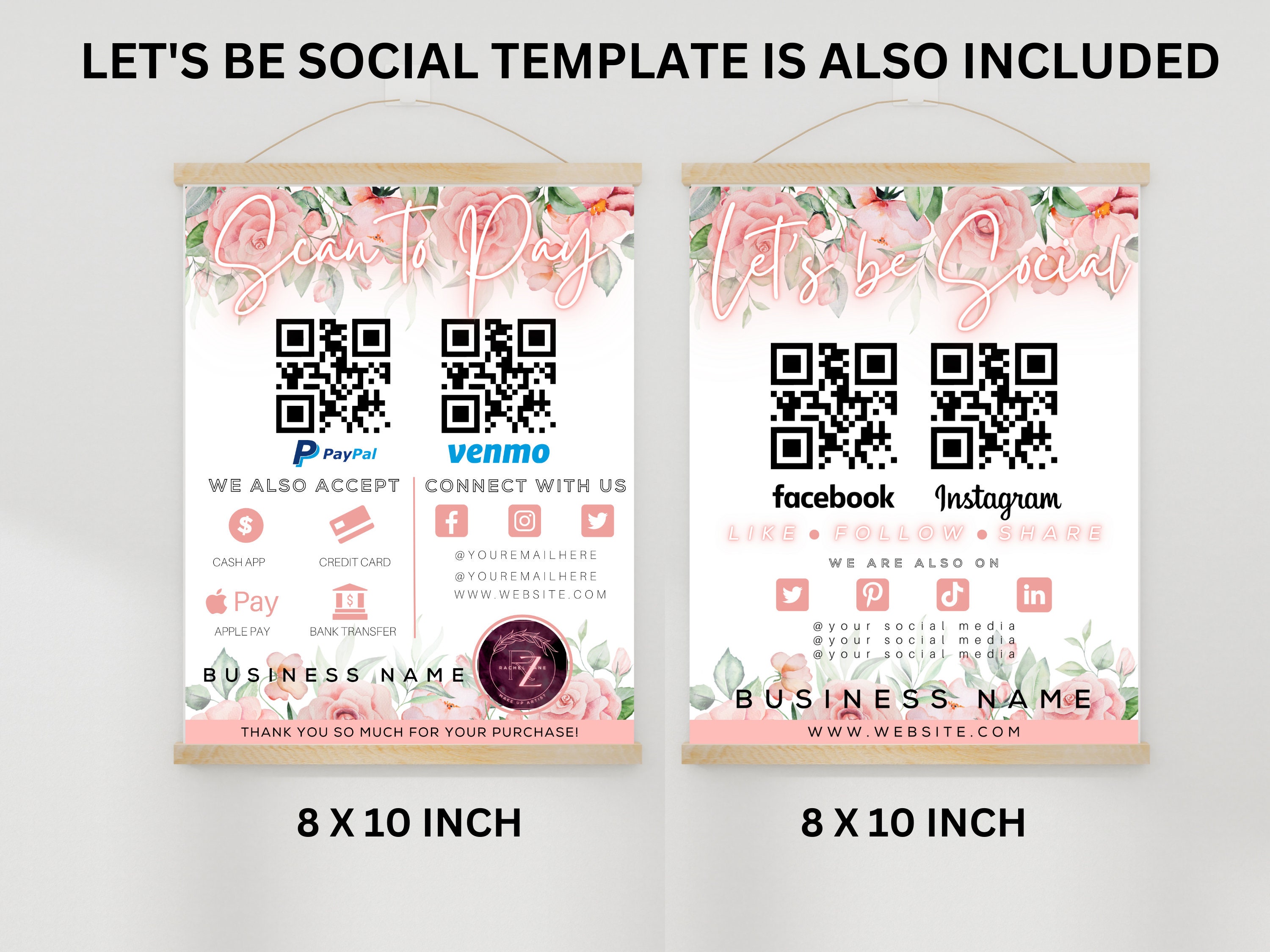 EDITABLE QR Code Sign Template Scan to Pay Sign Printable - Etsy