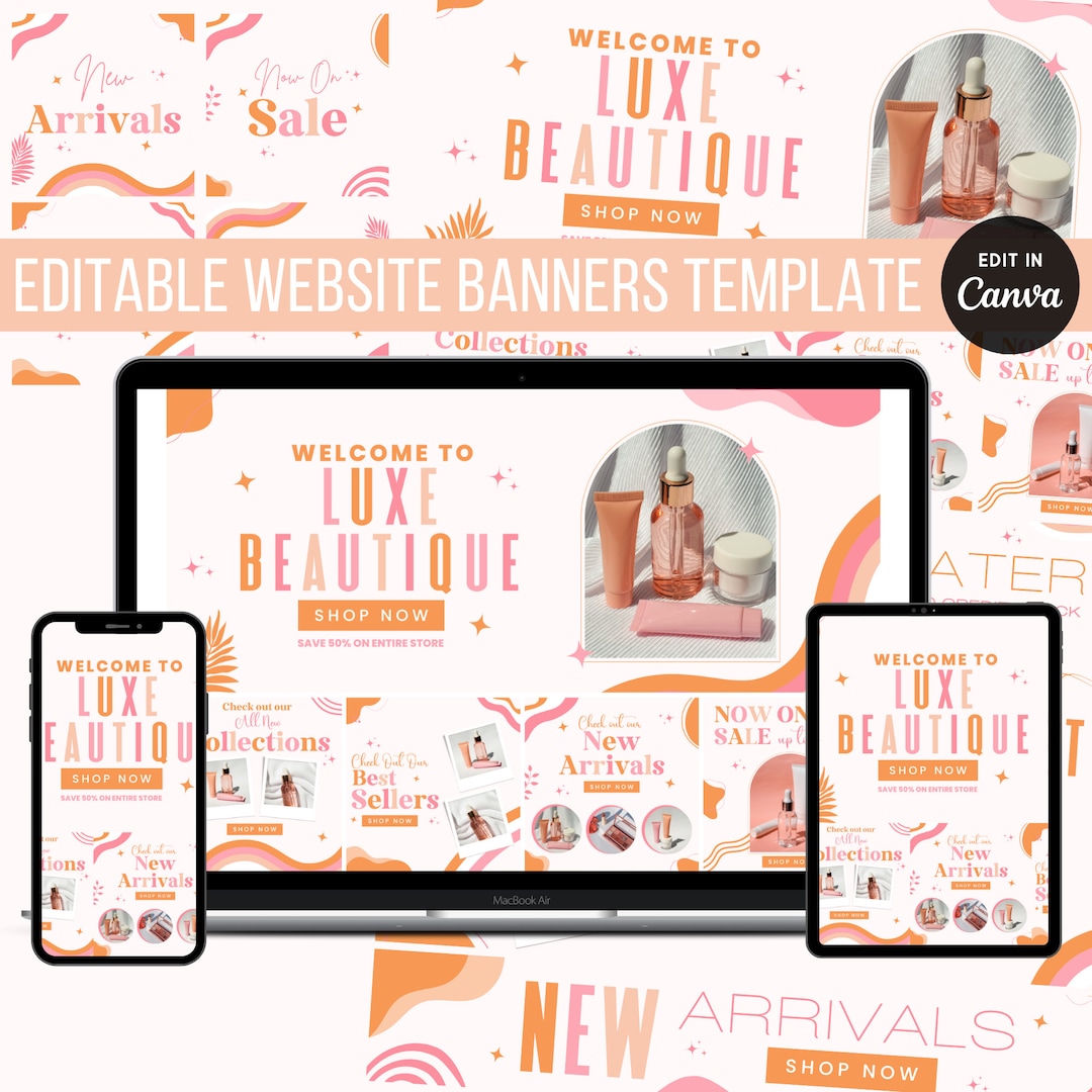 Pink Bright Color Website Banner Template, Shopify Web Banner, Boutique ...