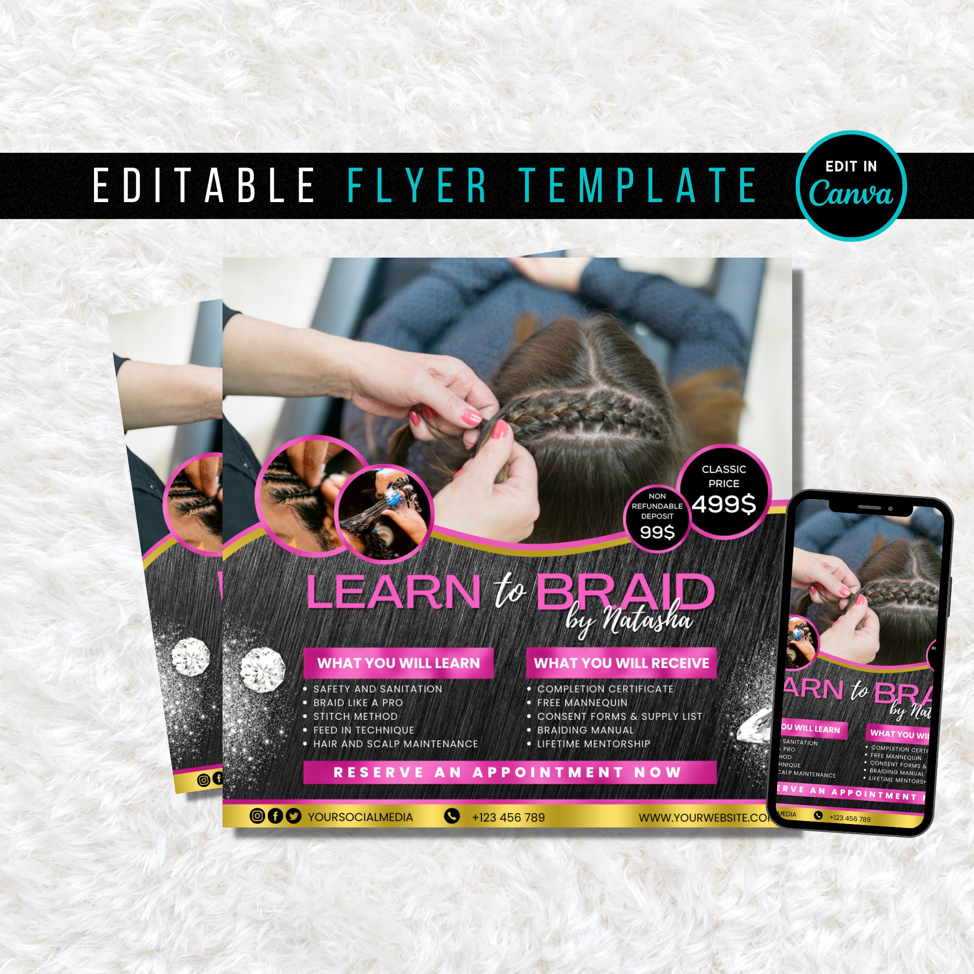 DIY Hair Braiding Class Flyer Hair Flyer Braids Flyer - Etsy