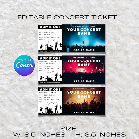 EDITABLE Concert Ticket Template Surprise Getaway Gift - Etsy