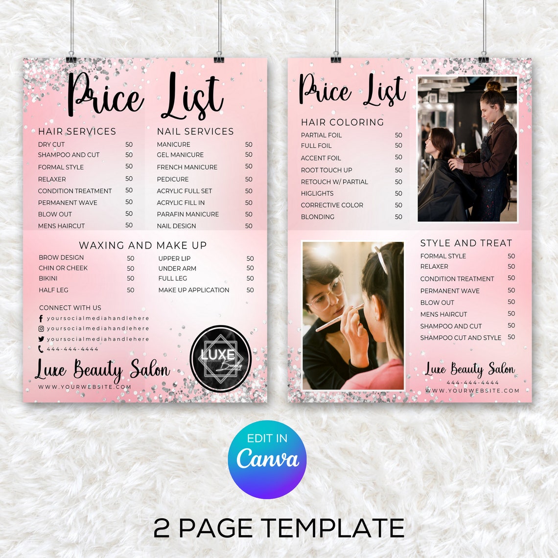 Editable PINK Price List Template Printable Price Guide - Etsy