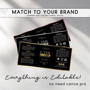 DIY Lash Bath Label Template, Gold Eyelash Cleanser Foam Label, Lash ...