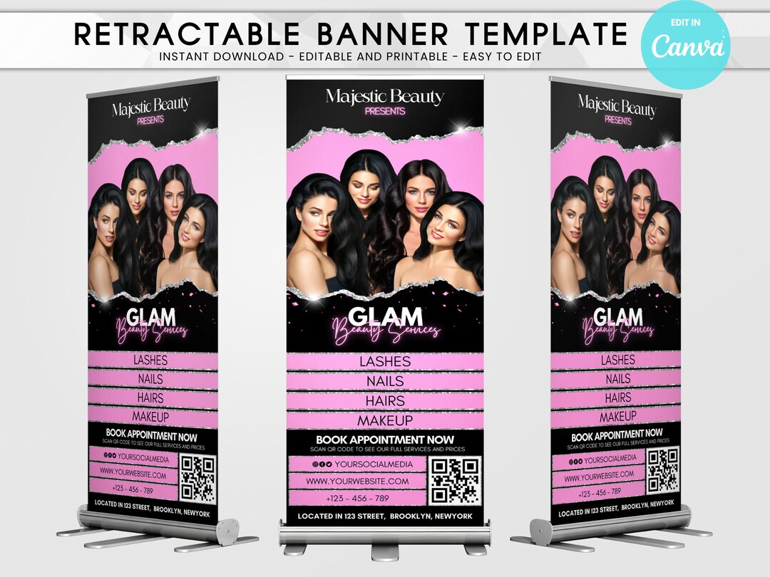 Editable Roll up Banner Template Canva DIY Pop up Shop Event Digital ...