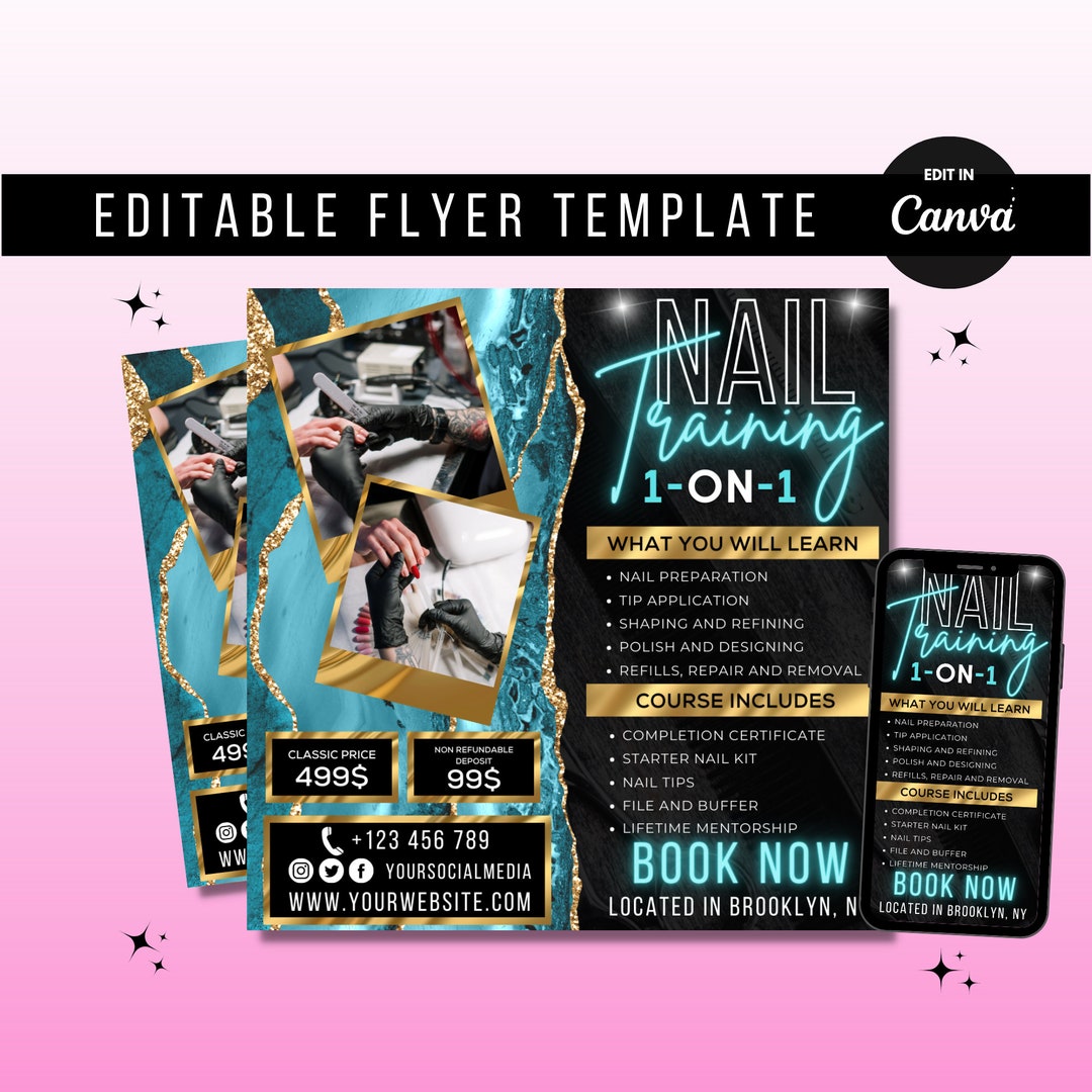 DIY Nail Class Flyer Template, Nail Course Training Flyer, Nail Tech ...