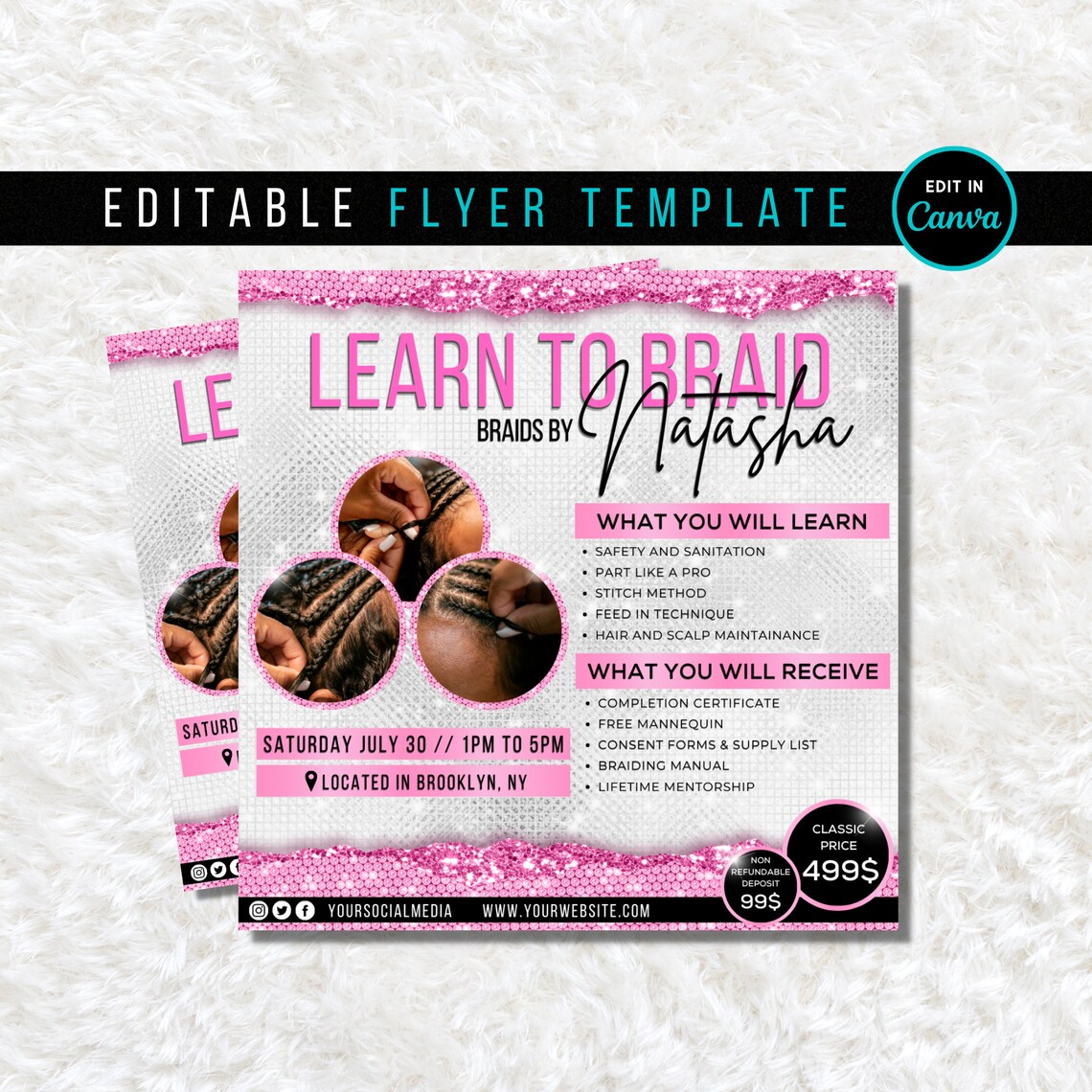 DIY Hair Braiding Class Flyer Hair Flyer Braids Flyer - Etsy