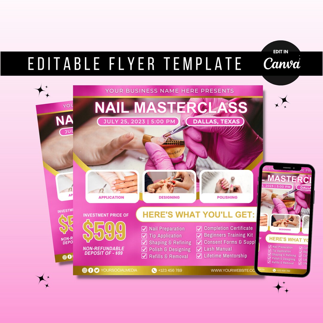 DIY Nail Class Flyer, Nail Training Flyer, Nail Tech Flyer, Nail Course ...