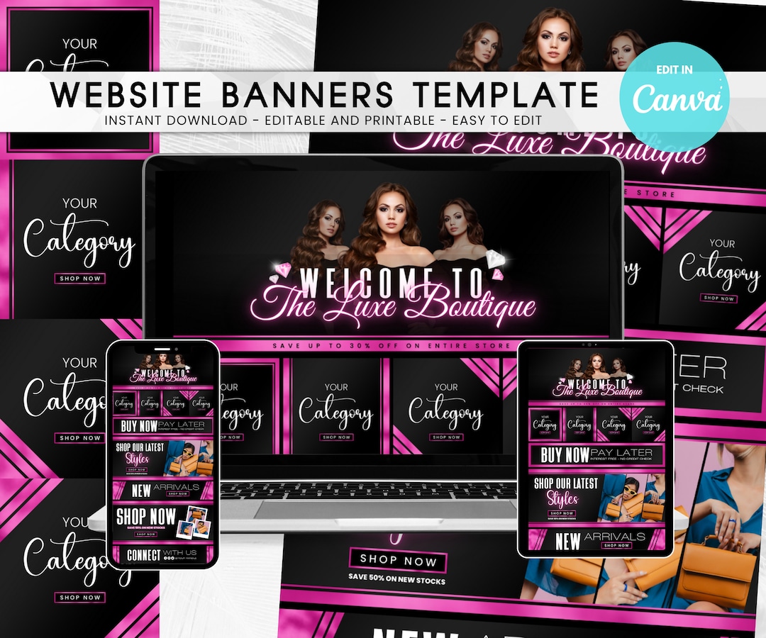 DIY Website Banner, Pink Site Banners, Website Banner Template ...