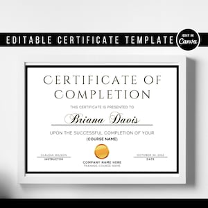 DIY Certificate of Completion Template, Minimalistic Course Certificate ...