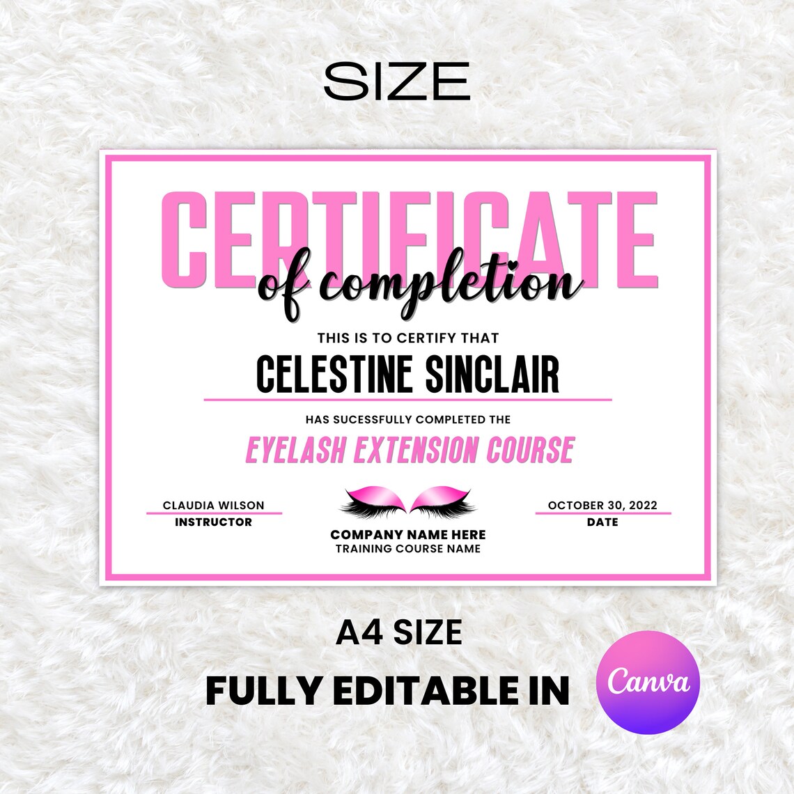 DIY Certificate of Completion Template Beauty Course - Etsy