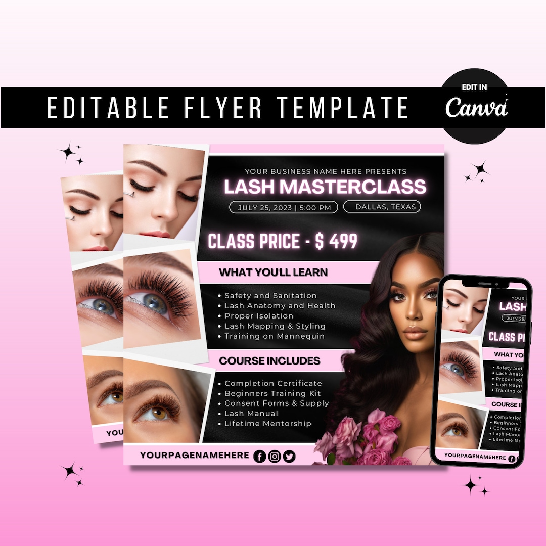 DIY Lash Extension Training Flyer, Lash Class Flyer, Lash Technician ...