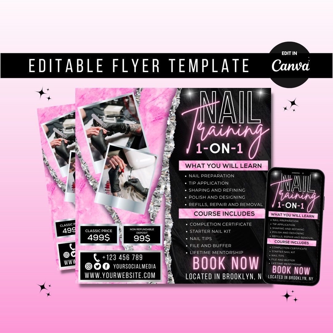 DIY Nail Class Flyer, Nail Training Flyer, Nail Tech Flyer, Nail Course ...