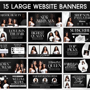 DIY Hair Website Banner Kit Shopify Hair Extension or Wig Boutique ...
