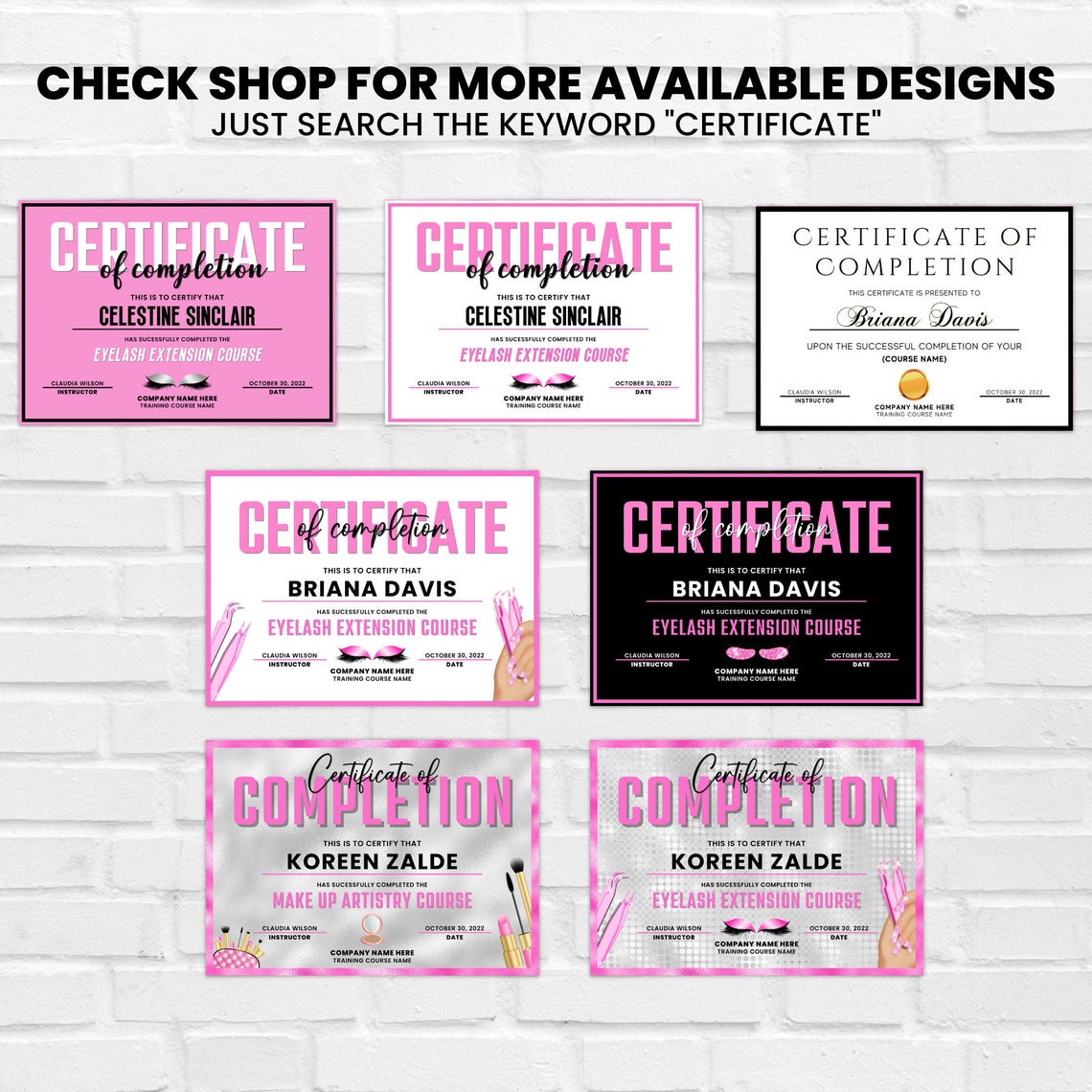 DIY Certificate of Completion Template Beauty Course - Etsy