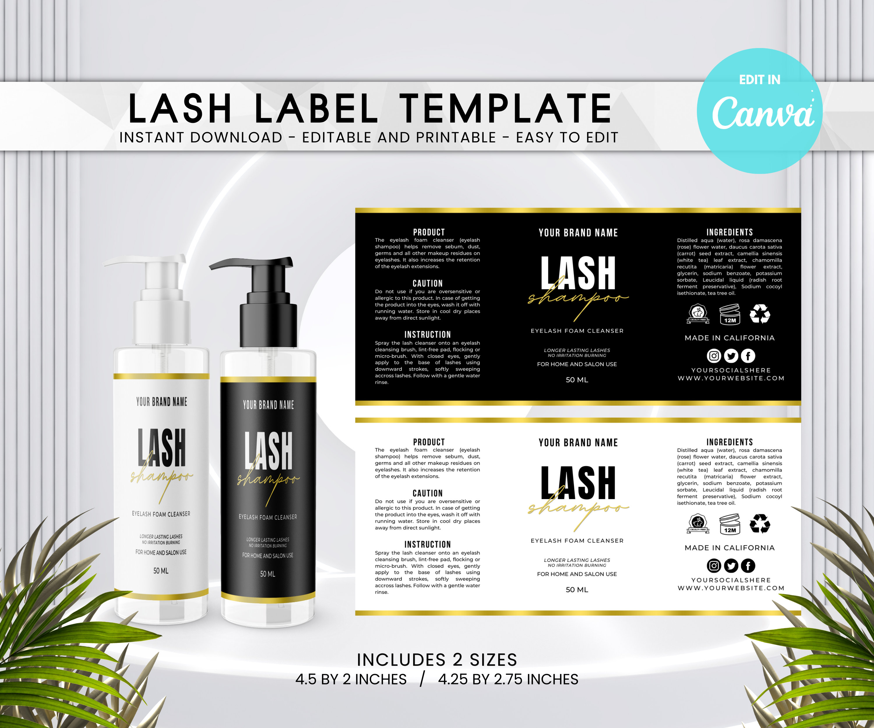 DIY Lash Bath Label Template Lash Cleanser Foam Label Lash - Etsy