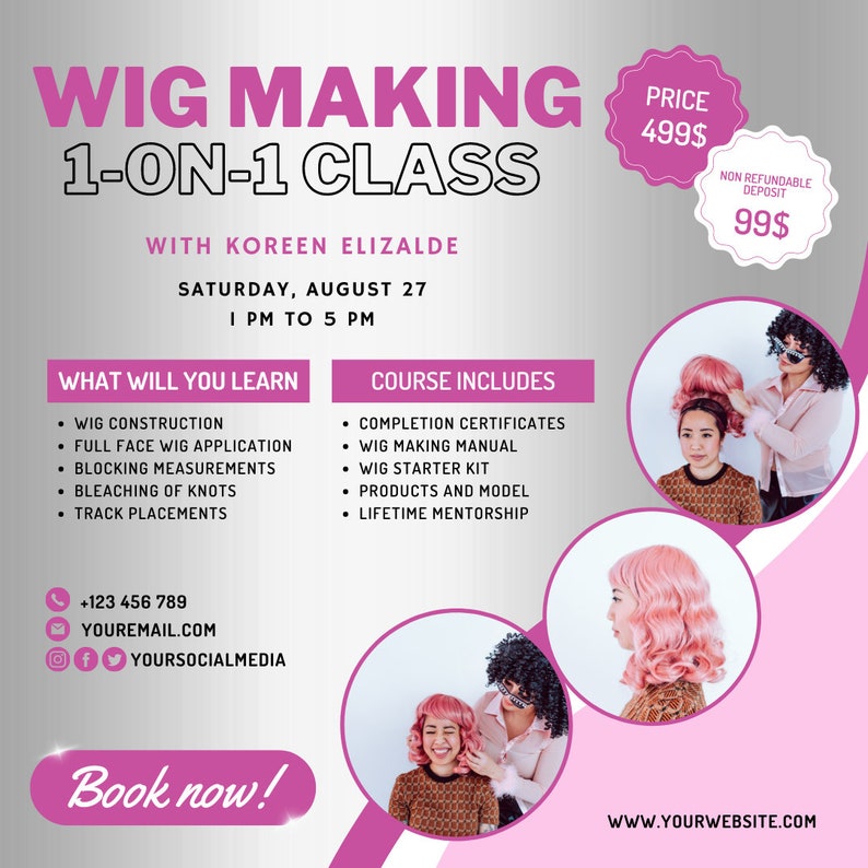 DIY Wig Class Flyer Wig Training Flyer Hands-on Wig Course - Etsy