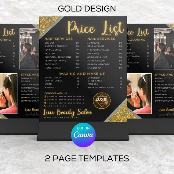 Editable Gold Price List Template Printable Price Guide - Etsy