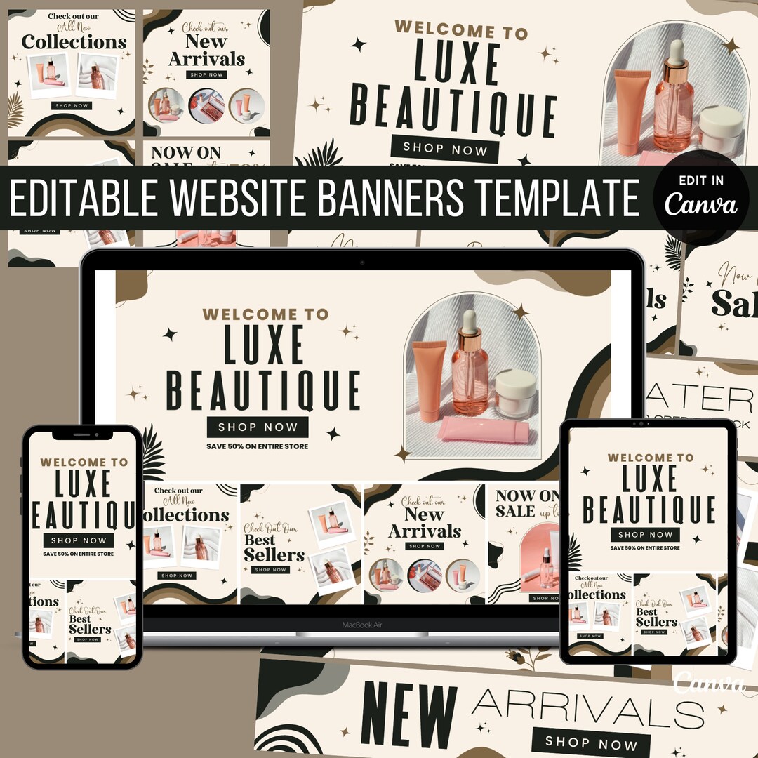 DIY Web Banner, BOHO Web Banner Template, Boutique Website Banners ...