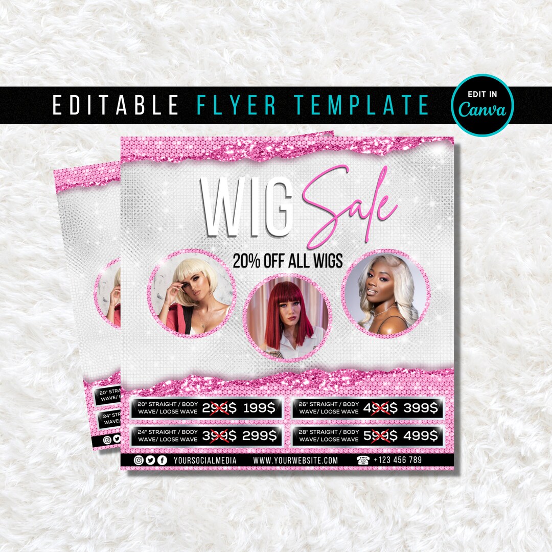 DIY Wig Sale Flyer, Wig Sale Template, Wig Flyer, Hair Flyer, Beauty ...