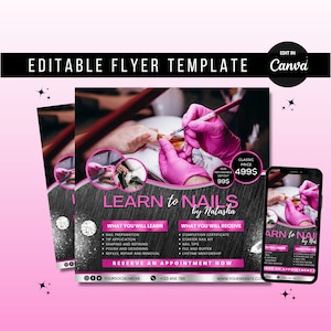 DIY Nail Class Flyer Template, Nail Course Training Flyer, Nail Tech ...