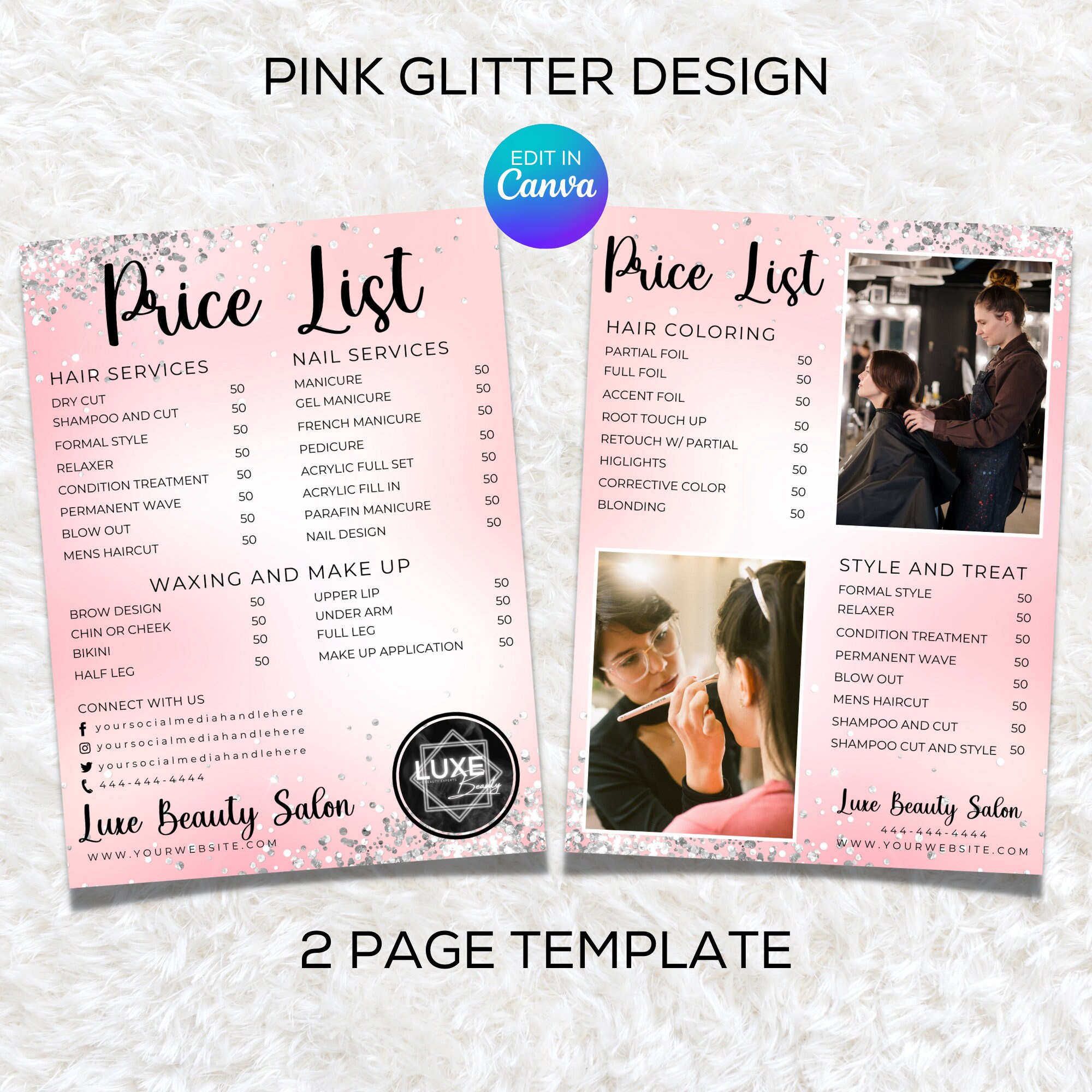 Editable PINK Price List Template Printable Price Guide - Etsy