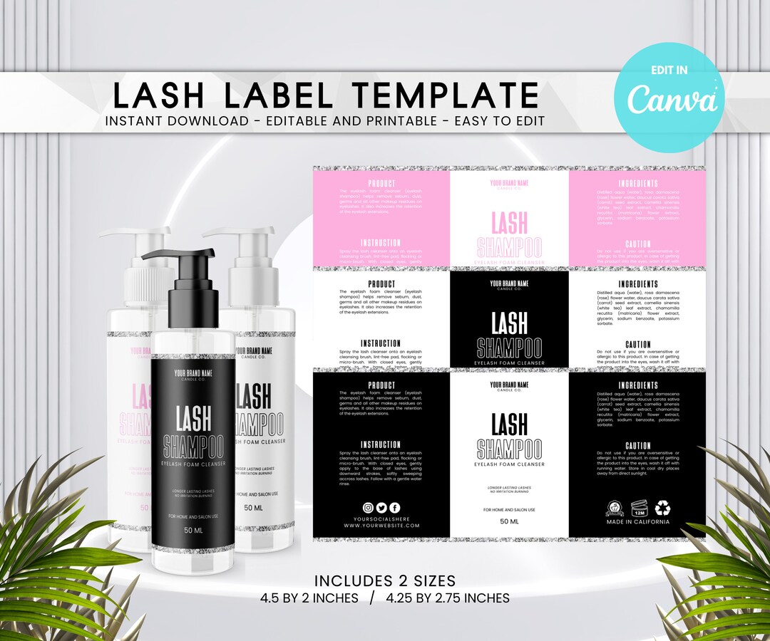 Diy Lash Shampoo Template, Lash Bath Label Template, Lash Cleanser ...
