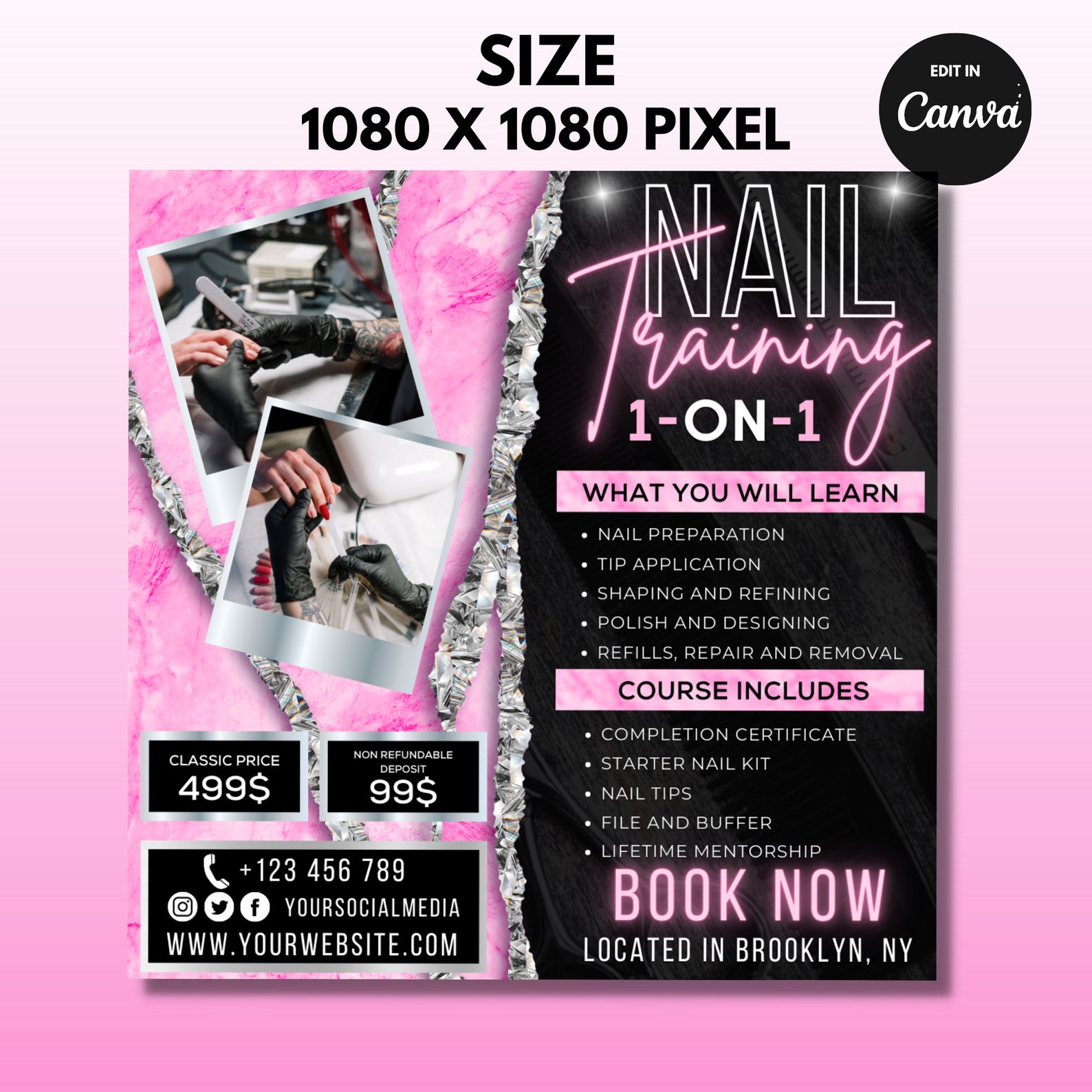 DIY Nail Class Flyer, Nail Training Flyer, Nail Tech Flyer, Nail Course ...