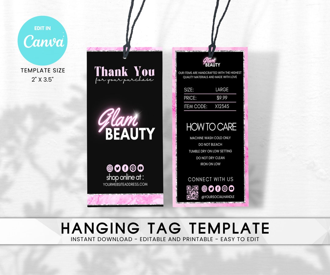 Printable Pink Clothing Hang Tag Template: Boutique Fashion (canva ...