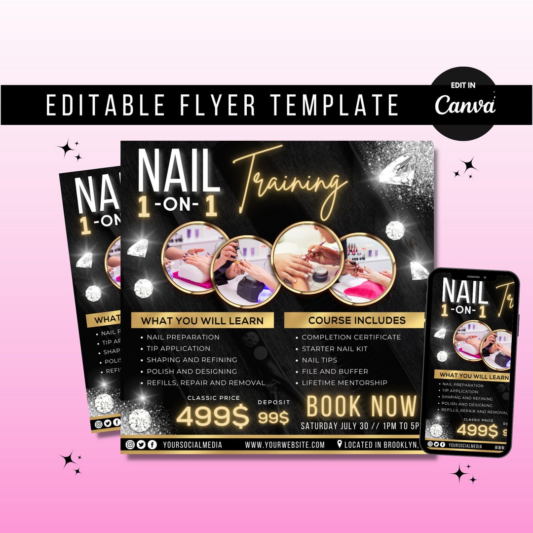 DIY Nail Class Flyer, Nail Training Flyer, Nail Tech Flyer, Nail Course ...