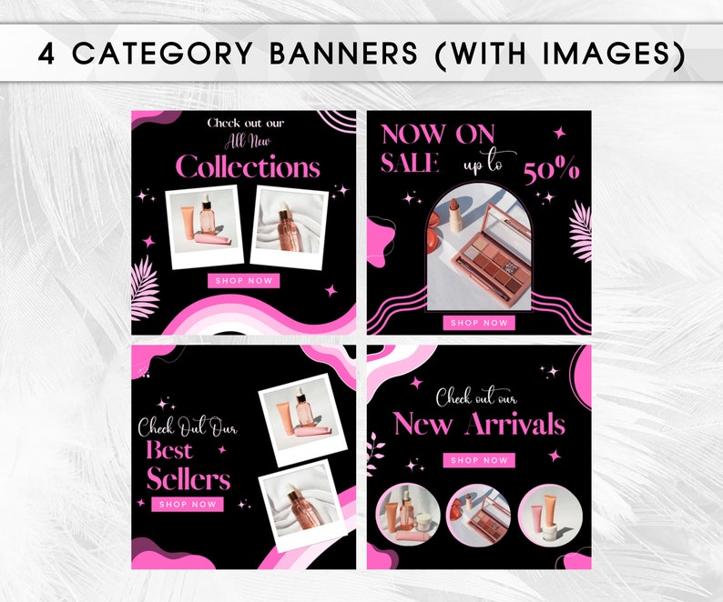 DIY Web Banner Pink and Black Web Banner Template Boutique - Etsy
