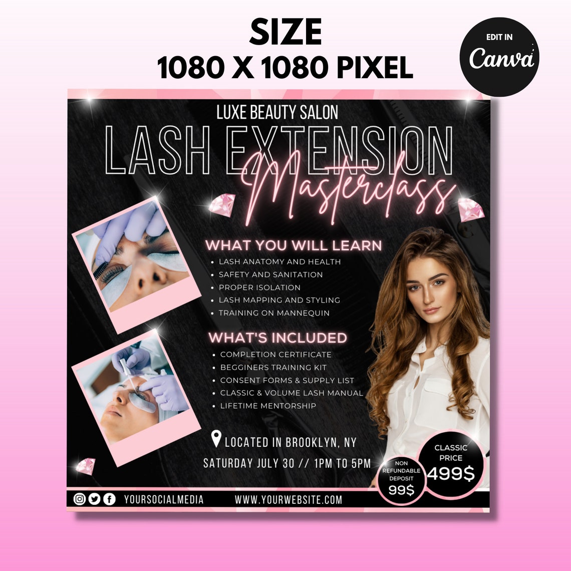 DIY Lash Class Flyer Template Eyelash Course Training Flyer - Etsy
