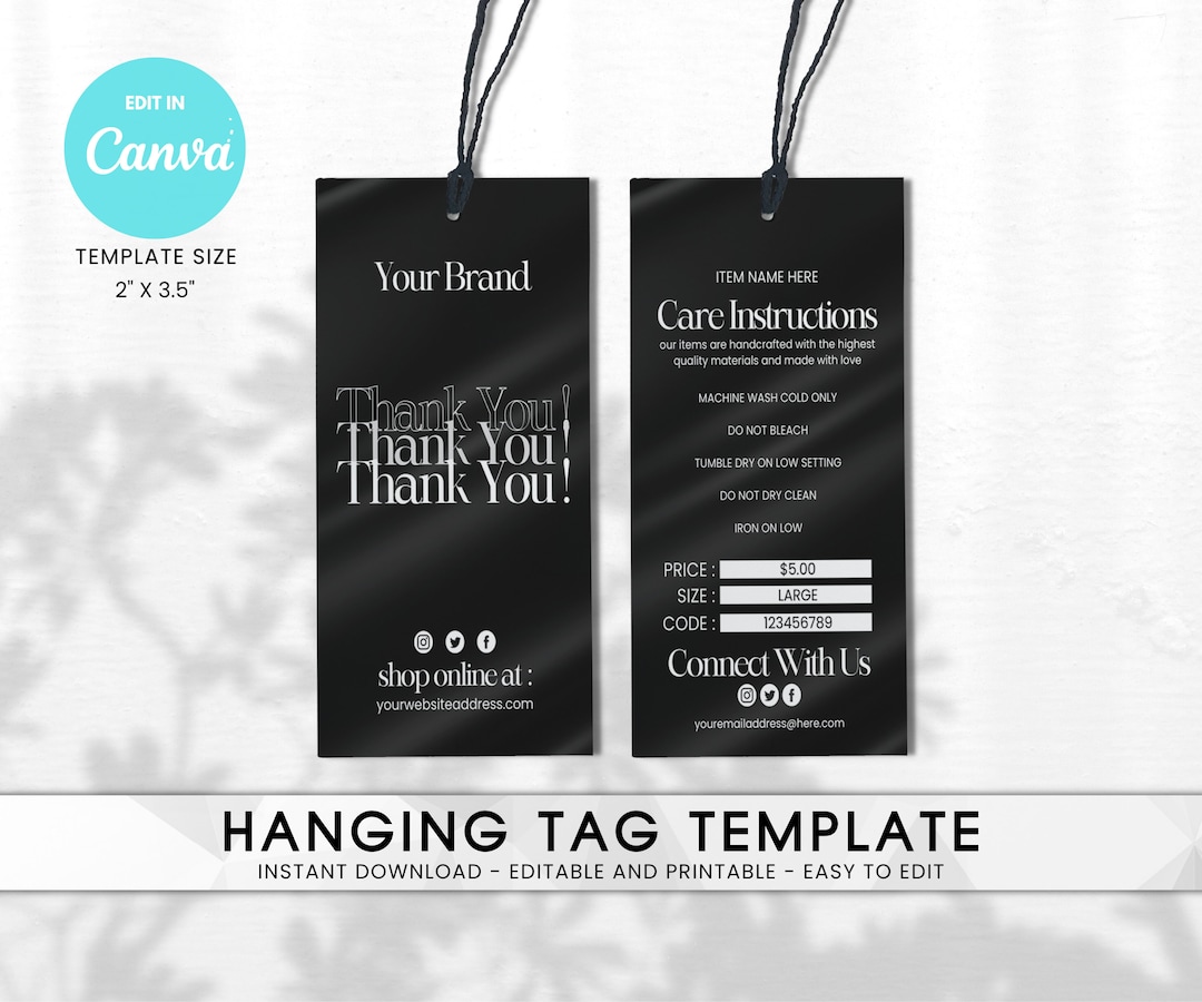 Printable Clothing Hang Tag Template: Boutique Fashion Labels (canva ...