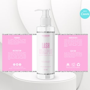 Diy Lash Shampoo Template, Lash Bath Label Template, Lash Cleanser ...