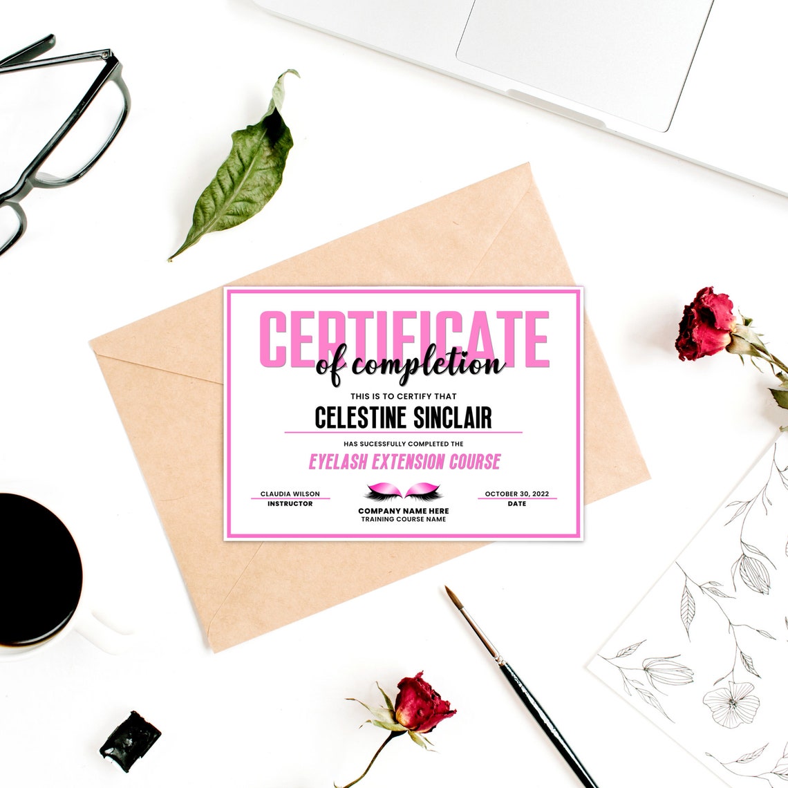 DIY Certificate of Completion Template Beauty Course - Etsy