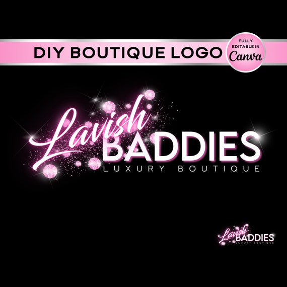 DIY Pink Neon Boutique Logo Instant Download Editable Logo - Etsy