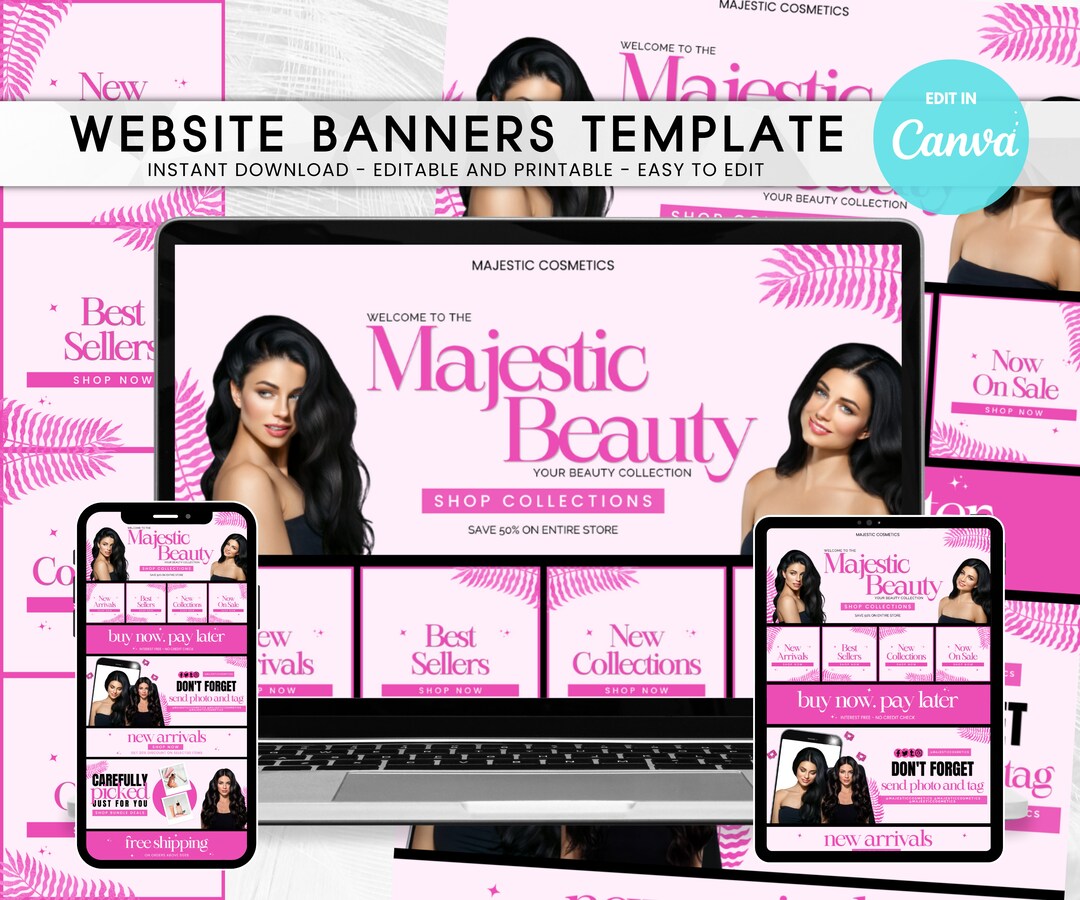 Pink Light Color Website Banner Template, Shopify Web Banner, Boutique ...