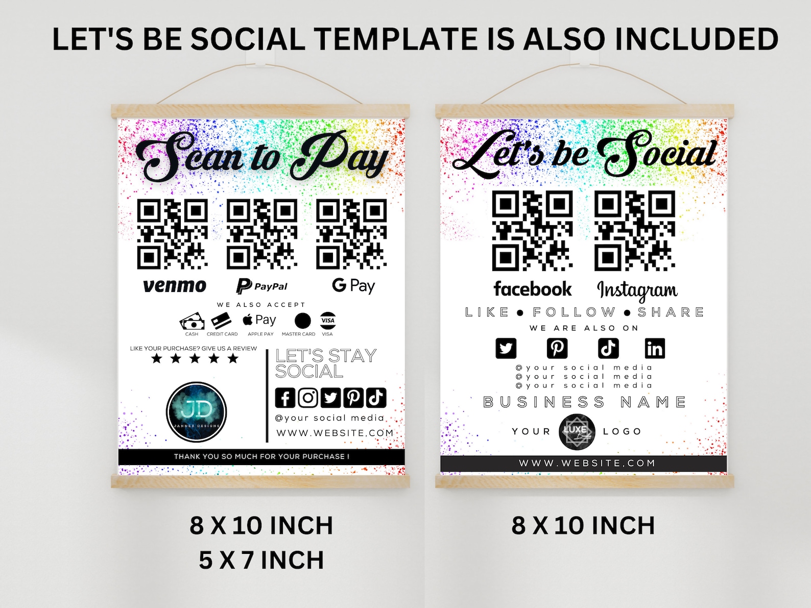 EDITABLE QR Code Sign Template Scan to Pay Sign Printable - Etsy