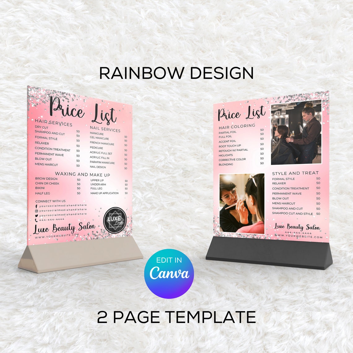 Editable PINK Price List Template Printable Price Guide - Etsy