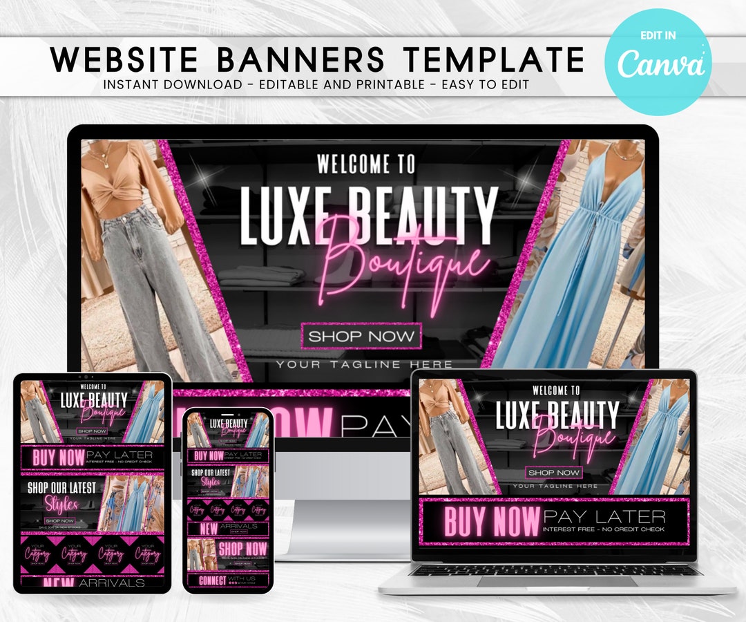 Shopify Website Banners Template Shopify, Pink Boutique Web Banners ...