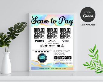 Editable Scan to Pay Sign, Vendor Scan to Pay Sign, Minimalist ...
