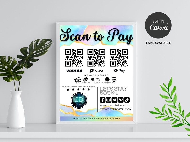 Printable Scan to Pay Template Editable Scan to Pay Sign - Etsy
