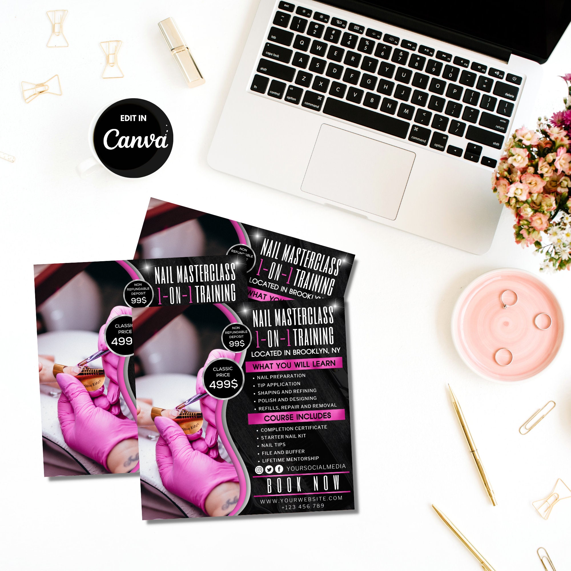 Nail Class Flyer Template: Nail Tech Masterclass, Boutique Design ...