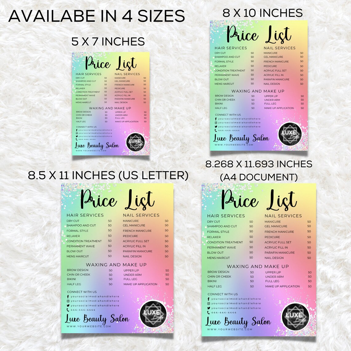 DIY Price List Template Silver Price List Printable Price - Etsy