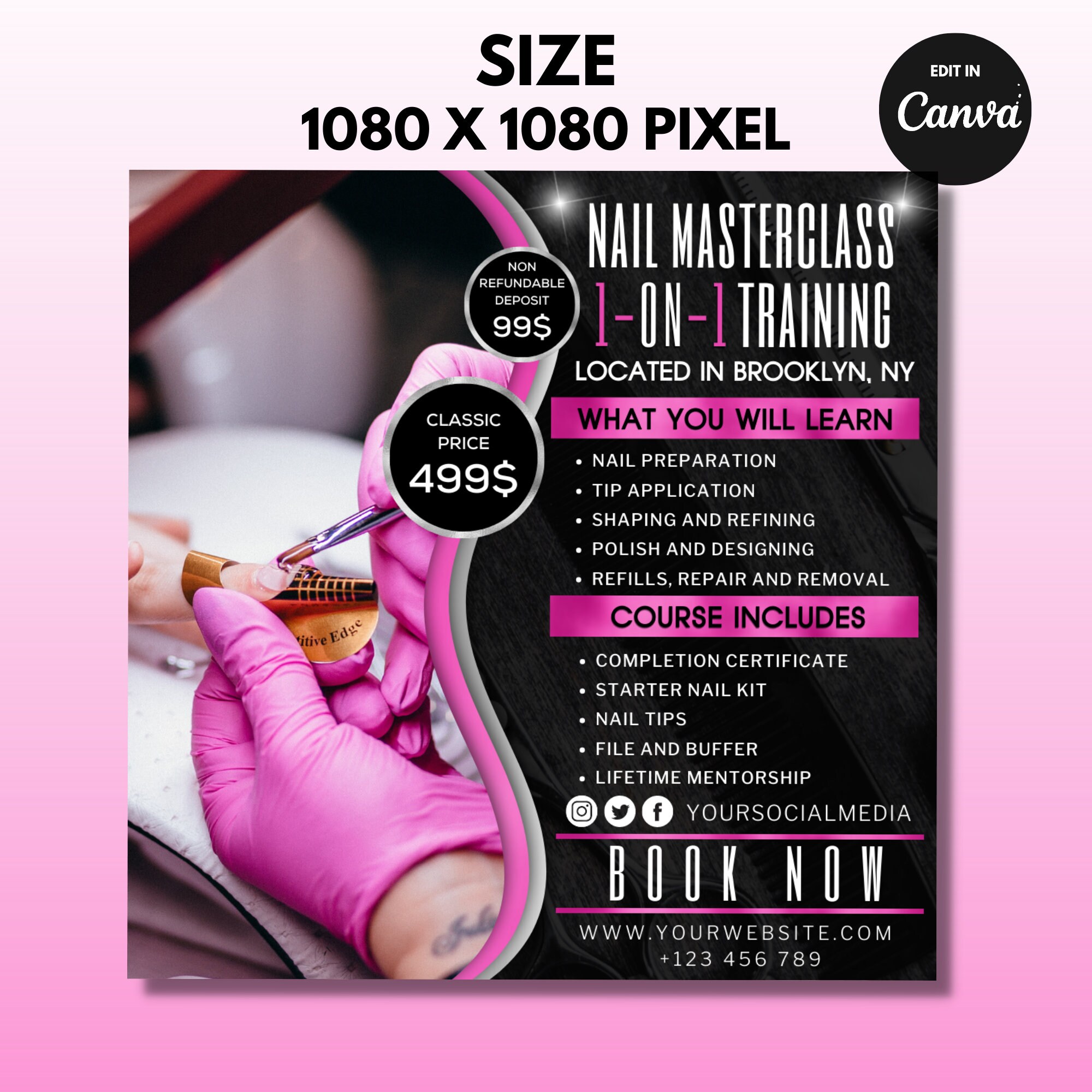 DIY Nail Class Flyer Template Nail Course Training Flyer - Etsy